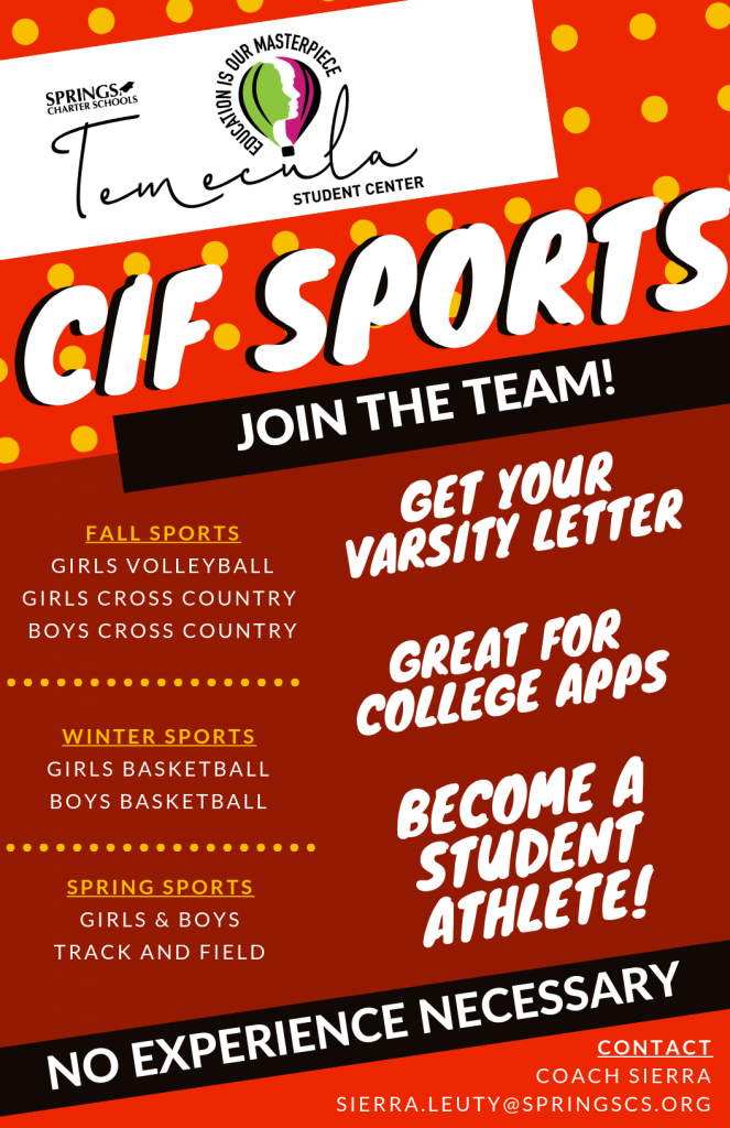 CIF Sports Poster TSC - Springs Charter Schools